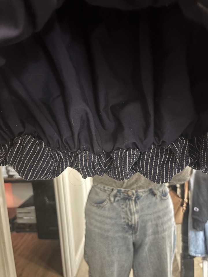 Pretty Little Thing Women’s Puffball Blue Pin Striped Mini Skirt Navy ...