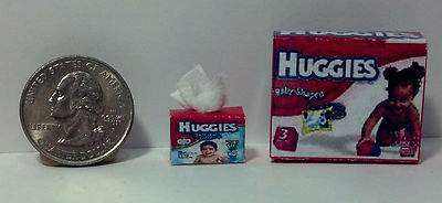 Dollhouse Miniature Baby Diapers Box & Wipes 1:12 scale D106 Dollys ...
