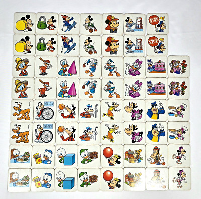 1990 Mickey Mouse Memory Tile Game Milton Bradley Complete Set 62 ...