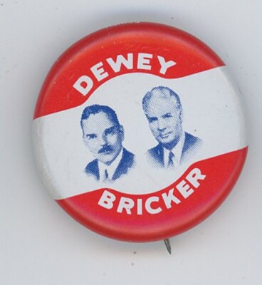 Vintage Dewey Bricker Reproduction 1.25" Round Promotional Button Pin ...