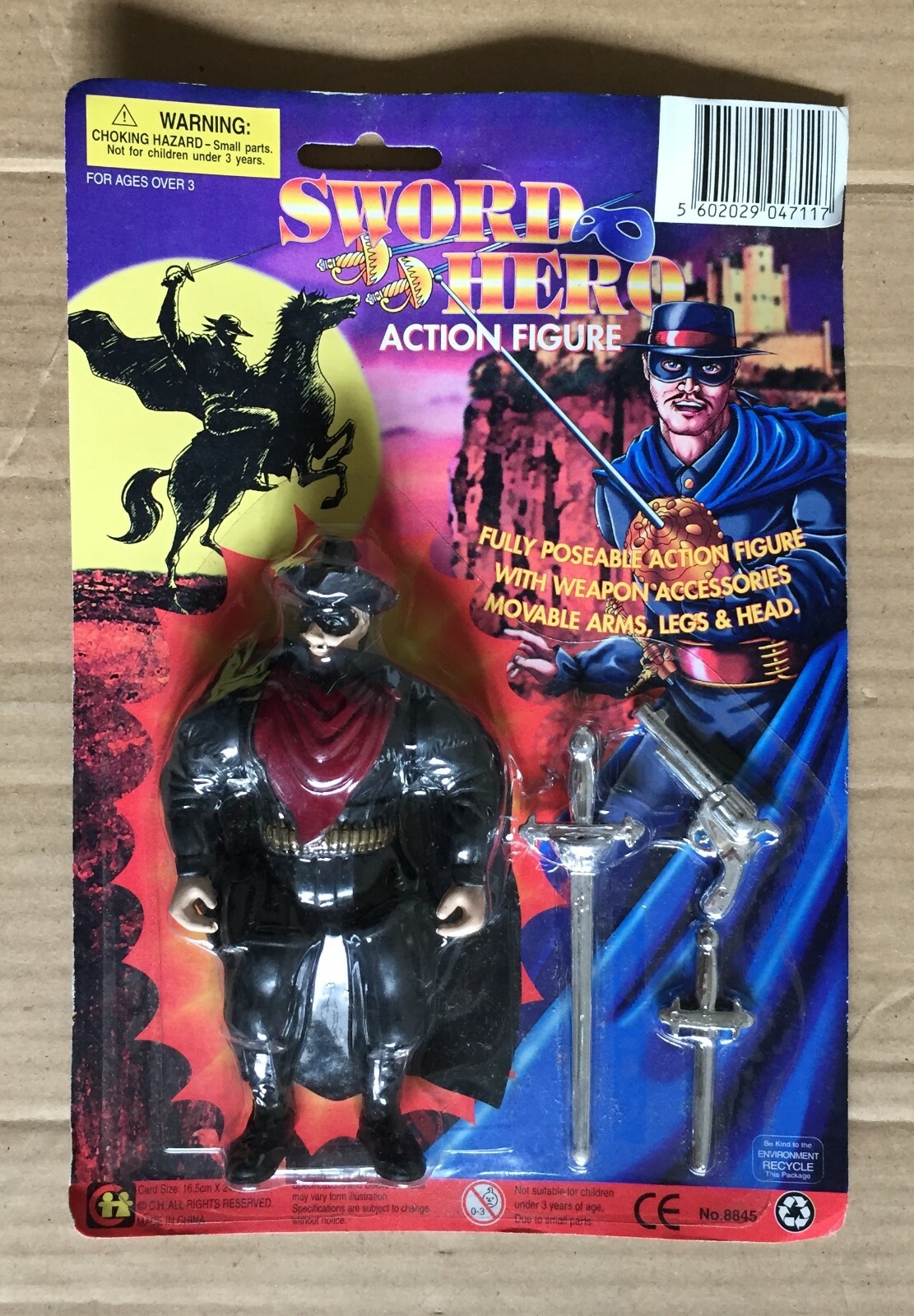 VINTAGE SWORD HERO, ACTION FIGURE Nº8845 , CHOY HING, MOC, 90´S | eBay
