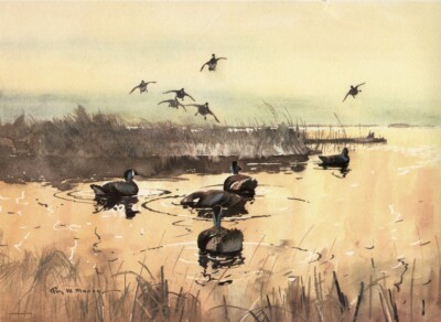 ROY MARTELL MASON - GATHERING OF THE CLAN - 17x22 Duck Hunting Sporting ...