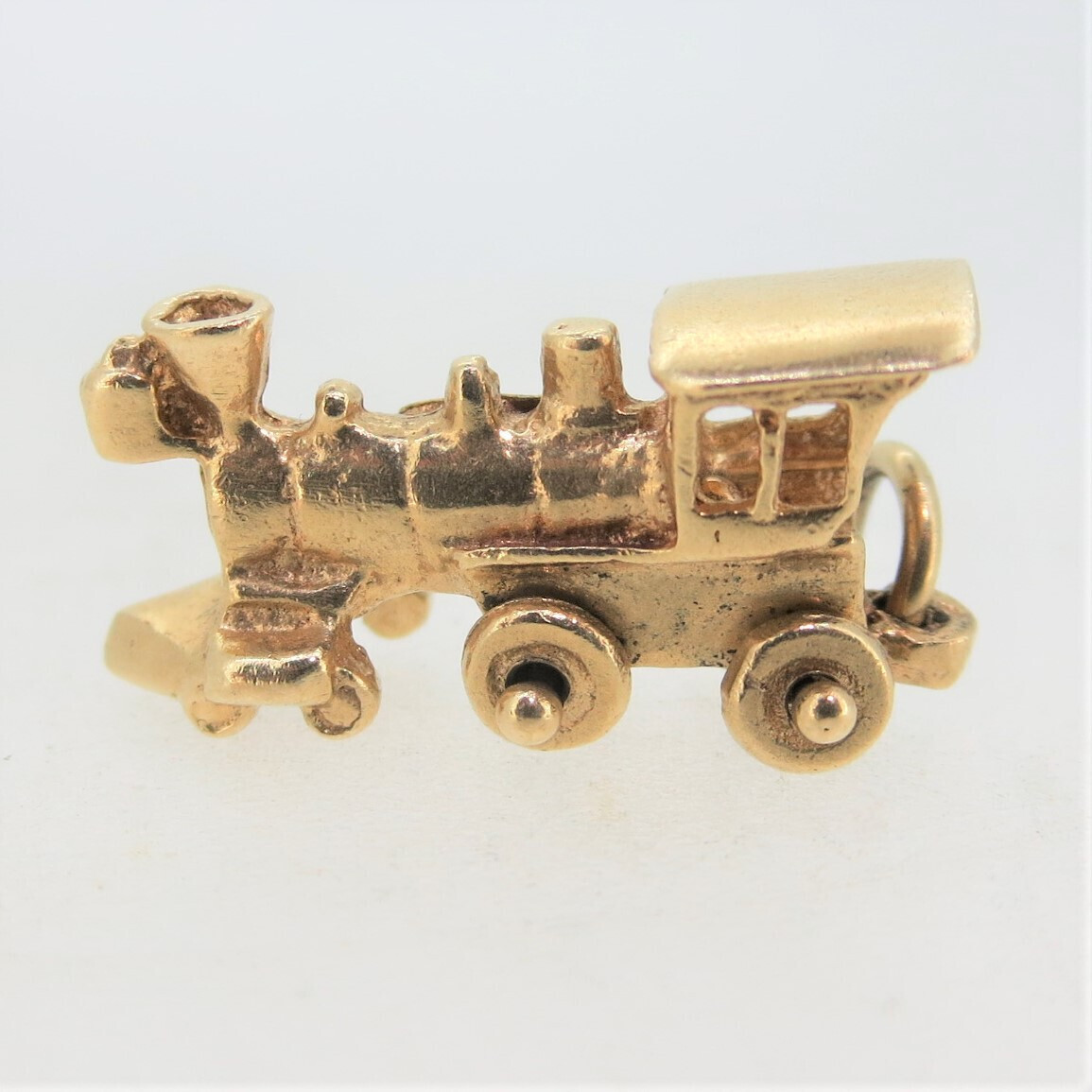 14K Gold Train Charm - Gem