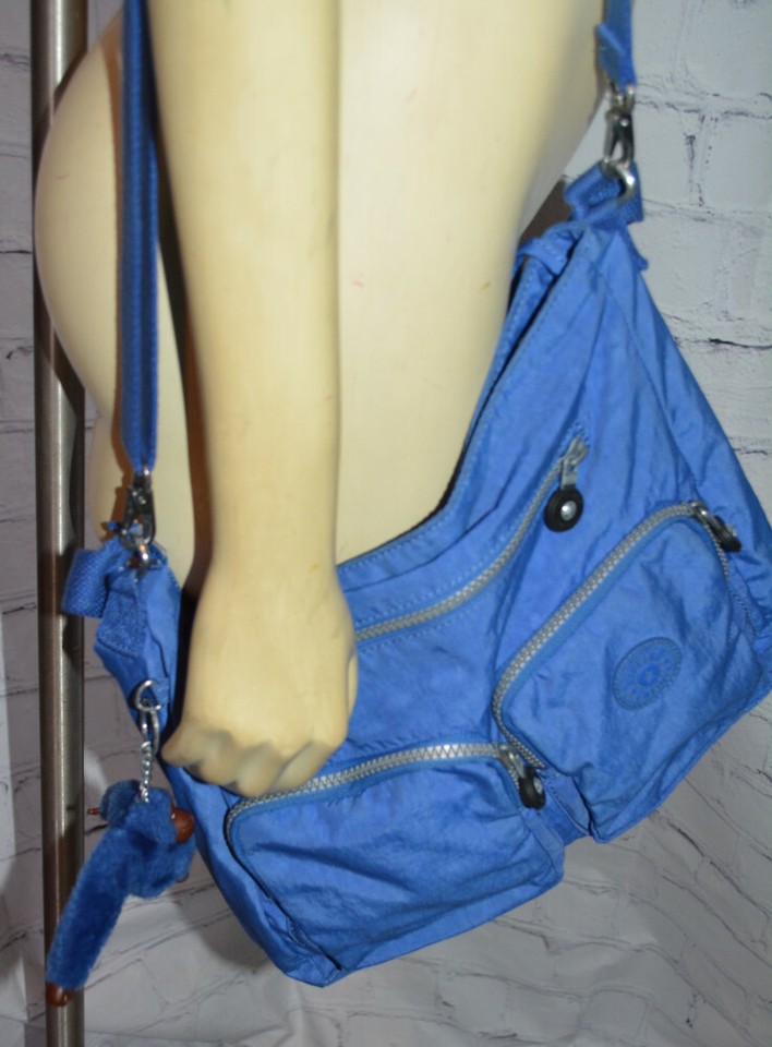 Kipling purse Crossbody Bag PRETTY BLUE WITH APE AND SO MANY POCKETS | eBay