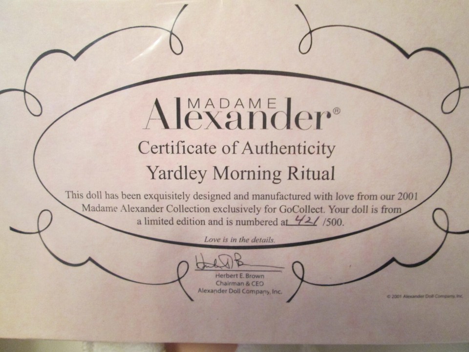 ~~~2001 MADAME ALEXANDER "YARDLEY MORNING RITUAL" CISSY #32115, LE 421/ ...