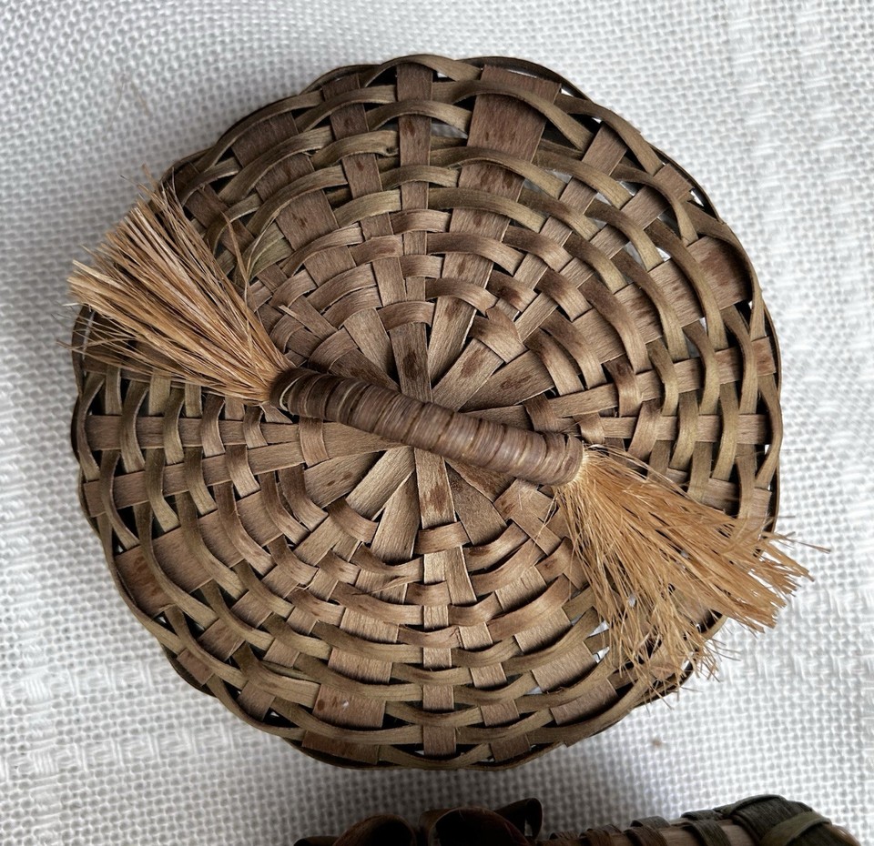 Native American Ojibwe Lidded Basket Handcrafted by William Robinson 3 ...