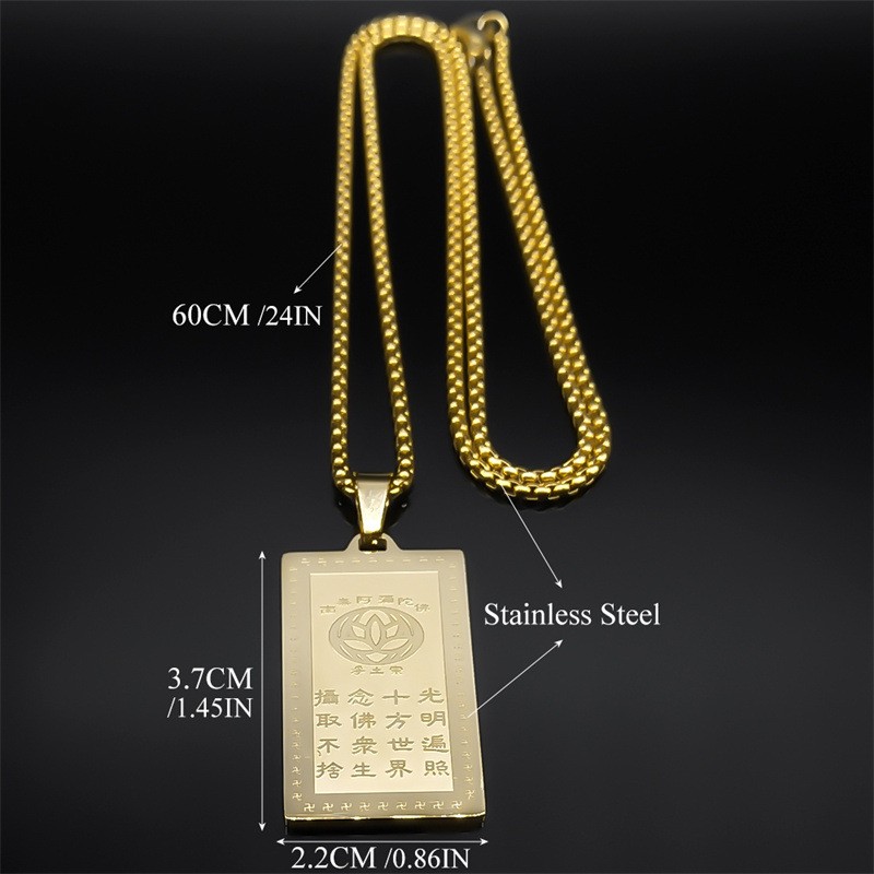 Titanium Steel Namo Amitabha Pendant Necklace Double Sided Six Word ...