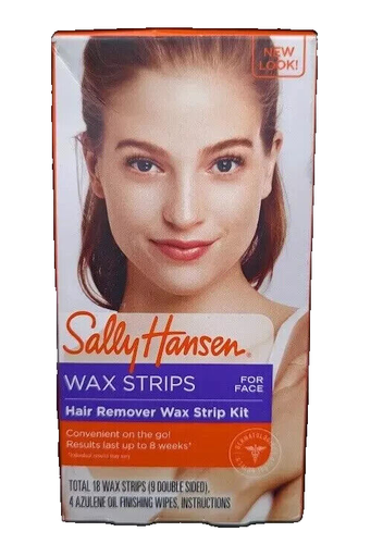 Sally Hansen Hair Remover Wax Strip Kit for Face 18 Strip Kits Up to 8 ...