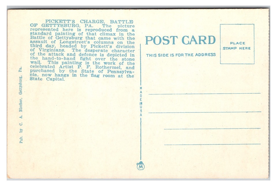 VTG 1920s- Picketts Charge Battle - Gettysburg, Pennsylvania Postcard ...