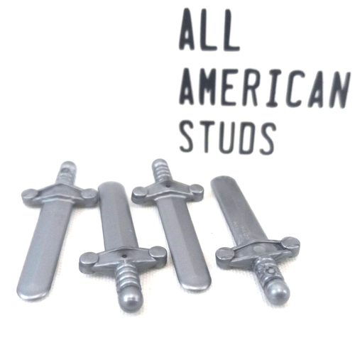 LEGO Castle Shortsword Minifigure Weapon Flat Silver Sword X4 Elaborate ...