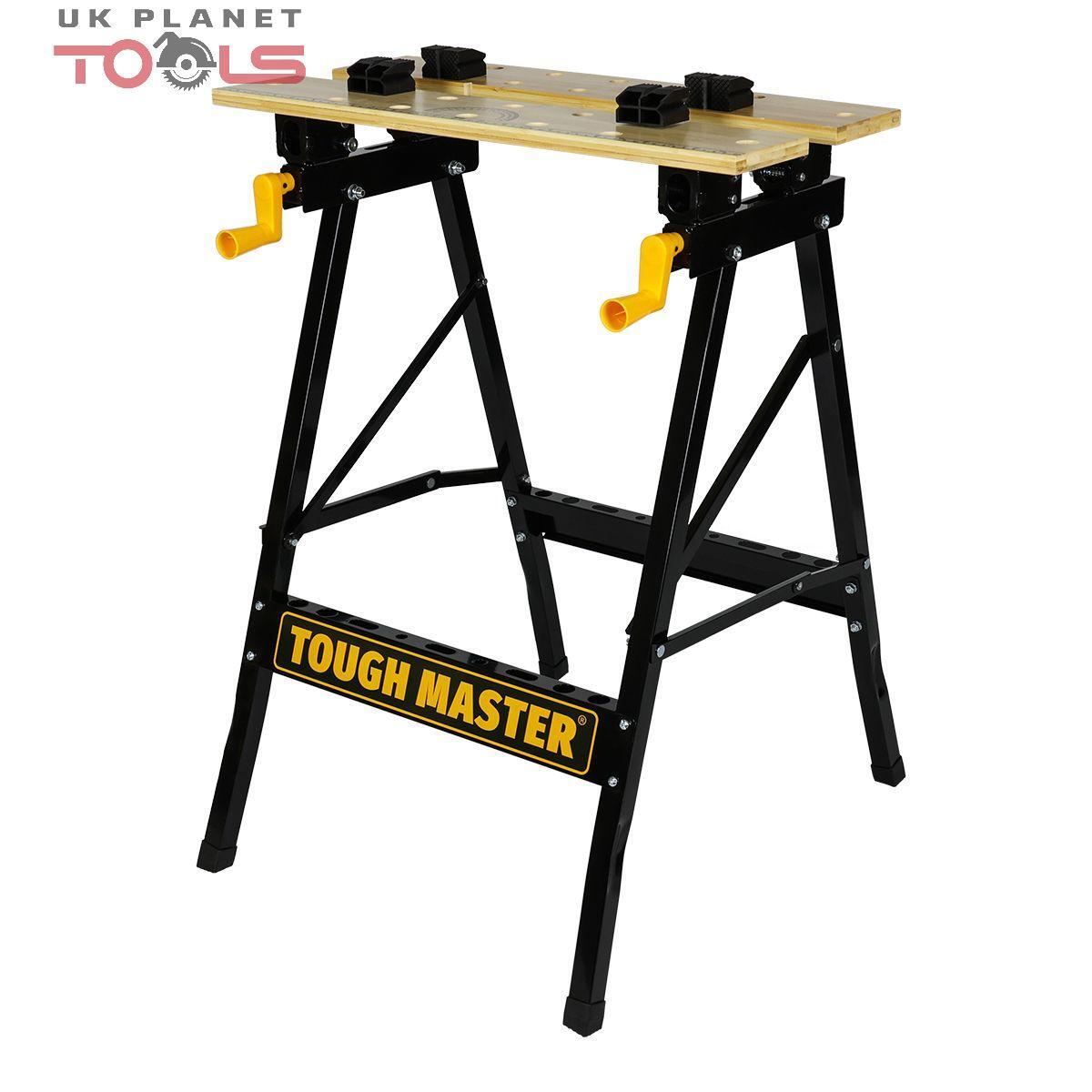 Folding Trestle Bamboo Work Bench Portable Heavy Duty Foldable Table ...