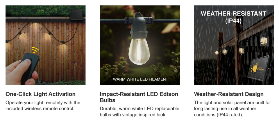 Sunforce 35' Solar LED String Lights - 15 Bulbs | eBay