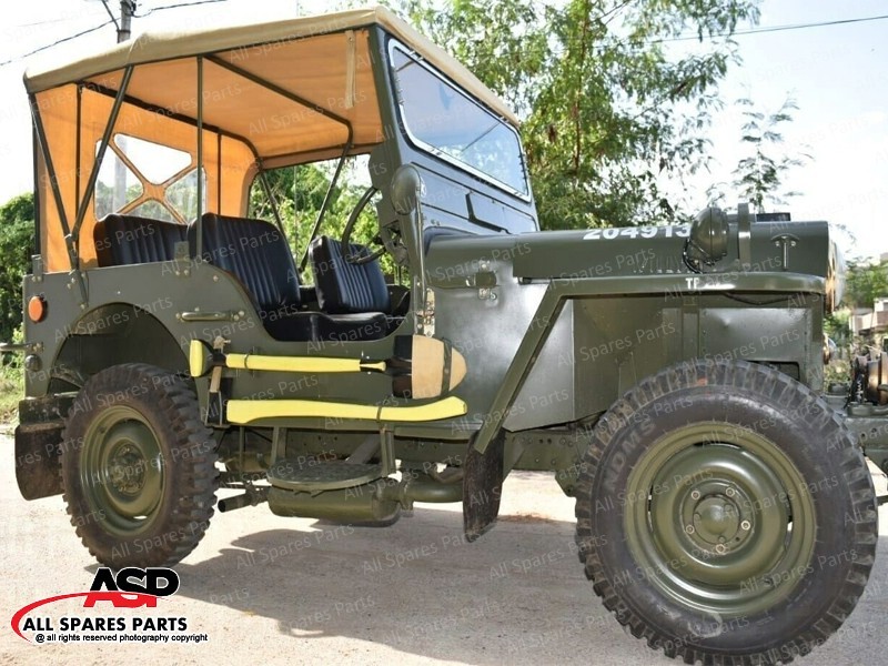 CANVAS SOFT TOP FOR JEEP WILLYS CJ2A CJ3A 1947-1953 OD Green Black ...