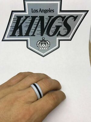SAR -SAFE ACTIVE RINGS 8mm Gray and Black LA KINGS Silicon Wedding Band ...