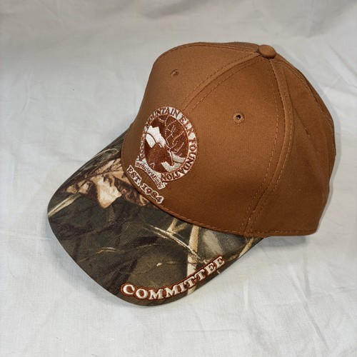 RMEF Hat Cap Brown Camo Strapback Rocky Mountain Elk Foundation Hunting ...