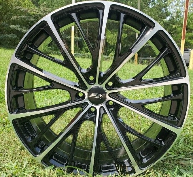 22" Inch Black & Machined BBY 06 Illusion Wheels Rims | 5x114.3 5x4.5 ...