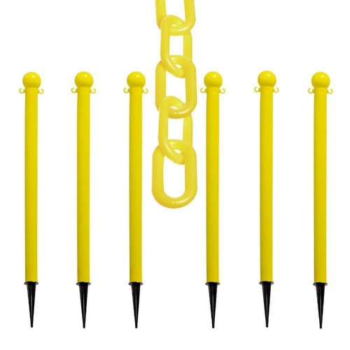 Mr. Chain Garden Decor 35"x2"x2" Yellow Light Duty Ground Pole+Chain ...