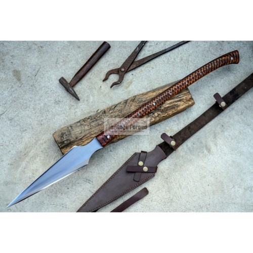 Custom Handmade Carbon Steel Blade Tactical Spear Sword - Hunting Spear ...