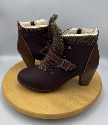 Muk Luks Women's Burgundy Size 10 Lace-Up Buckle Ankle Boots 3" Heals ...