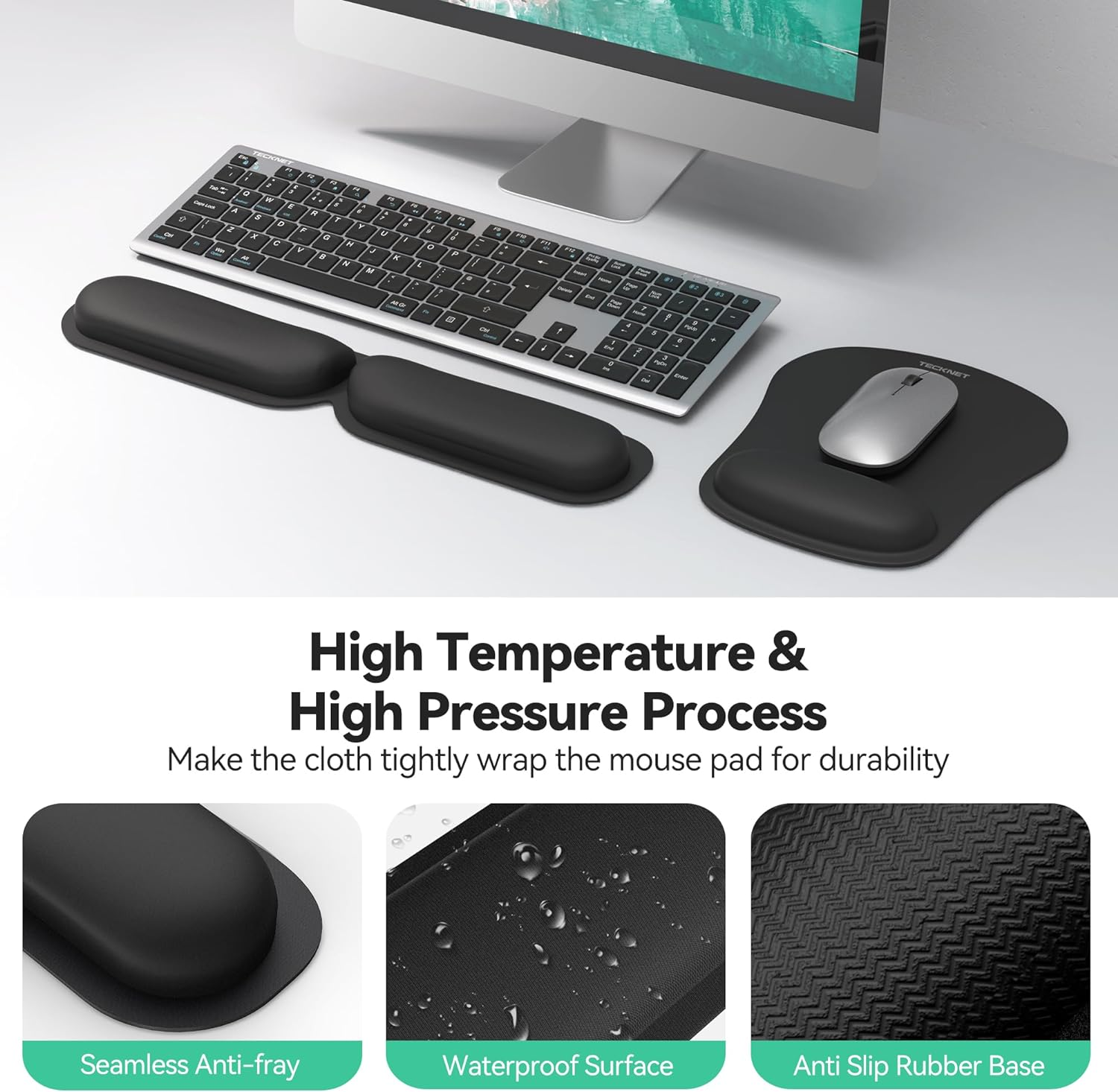 Keyboard Wrist Rest Mouse Mat Set, Foldable Keyboard and Mouse Mat ...