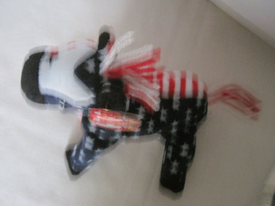 Ty Beanie Baby-Lefty 2000 Patriotic Democrat Donkey Plush (8.5") MINT ...