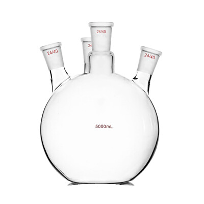 5000ml,24/40,4-neck,Flat Bottom Glass Flask,5L,Four Necks,Heavy Wall ...