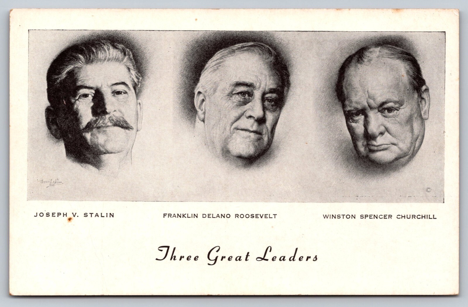 WW2 1940's FDR Postcard, Photo of Roosevelt, Stalin & Churchill War | eBay