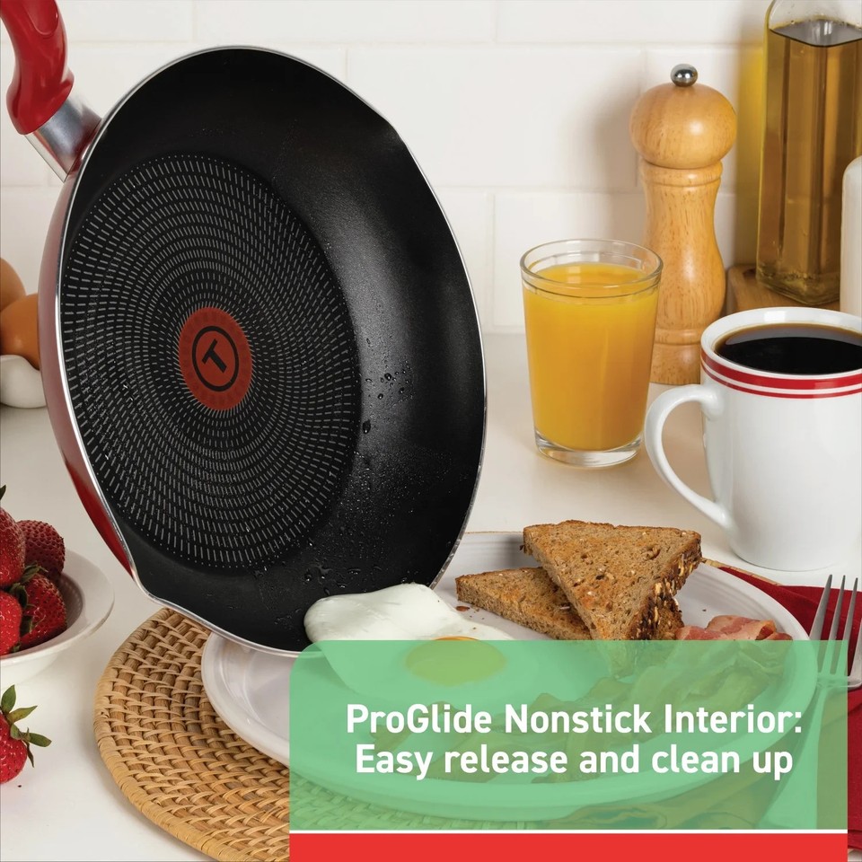 T-fal Easy Care, 20 Piece Non-Stick Pots and Pans Cookware Set, Red ...