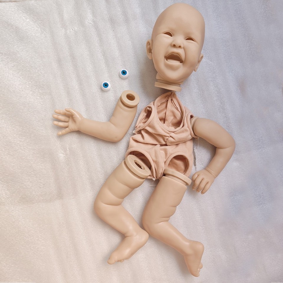 22" Unpainted Kit Reborn Doll Blank Mold Smile w/ Cloth Body Eyes ...