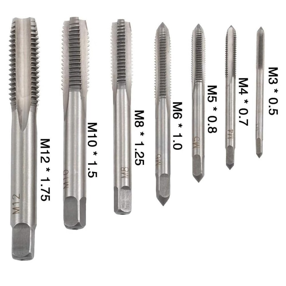 7pc Metric Thread Tap Set HSS Tapping Tool Set M3 M4 M5 M6 M8 M10 M12 ...