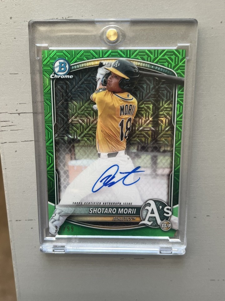 SHOTARO MORII 2025 Bowman Chrome Green Mega Mojo Auto /99 ATHLETICS ...