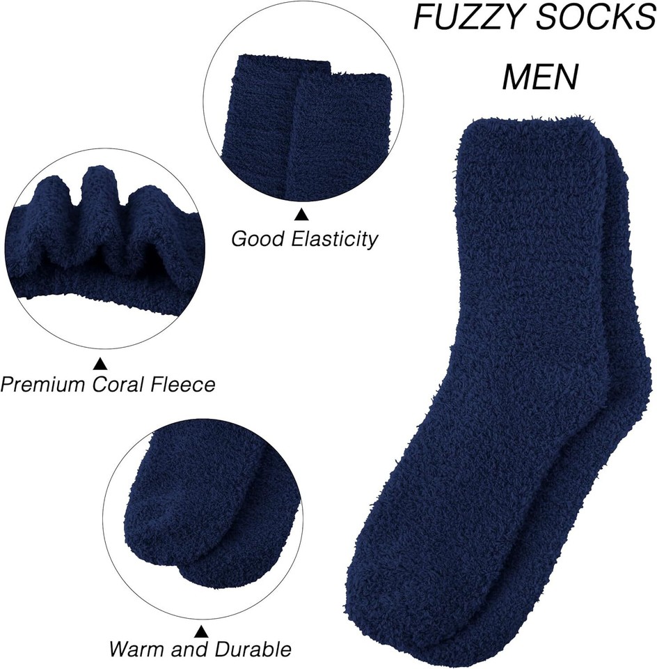 OVOV White Fuzzy Socks Men Fluffy Socks Winter Warm Cozy Slipper Socks ...
