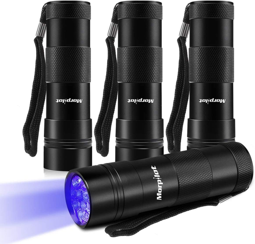 Morpilot Black Light, UV Blacklight Flashlights 4 PCS 12 Leds 395Nm ...