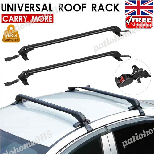 Universal Lockable Aluminium Car Roof Rack Bars No Rail Anti Theft ...