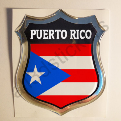 Sticker Puerto Rico Emblem 3D Resin Domed Gel Puerto Rico Flag Vinyl ...
