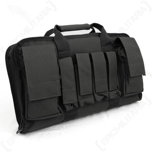 Black Tactical Pistol Case Large - Foam Padded Molle Webbing Gun ...