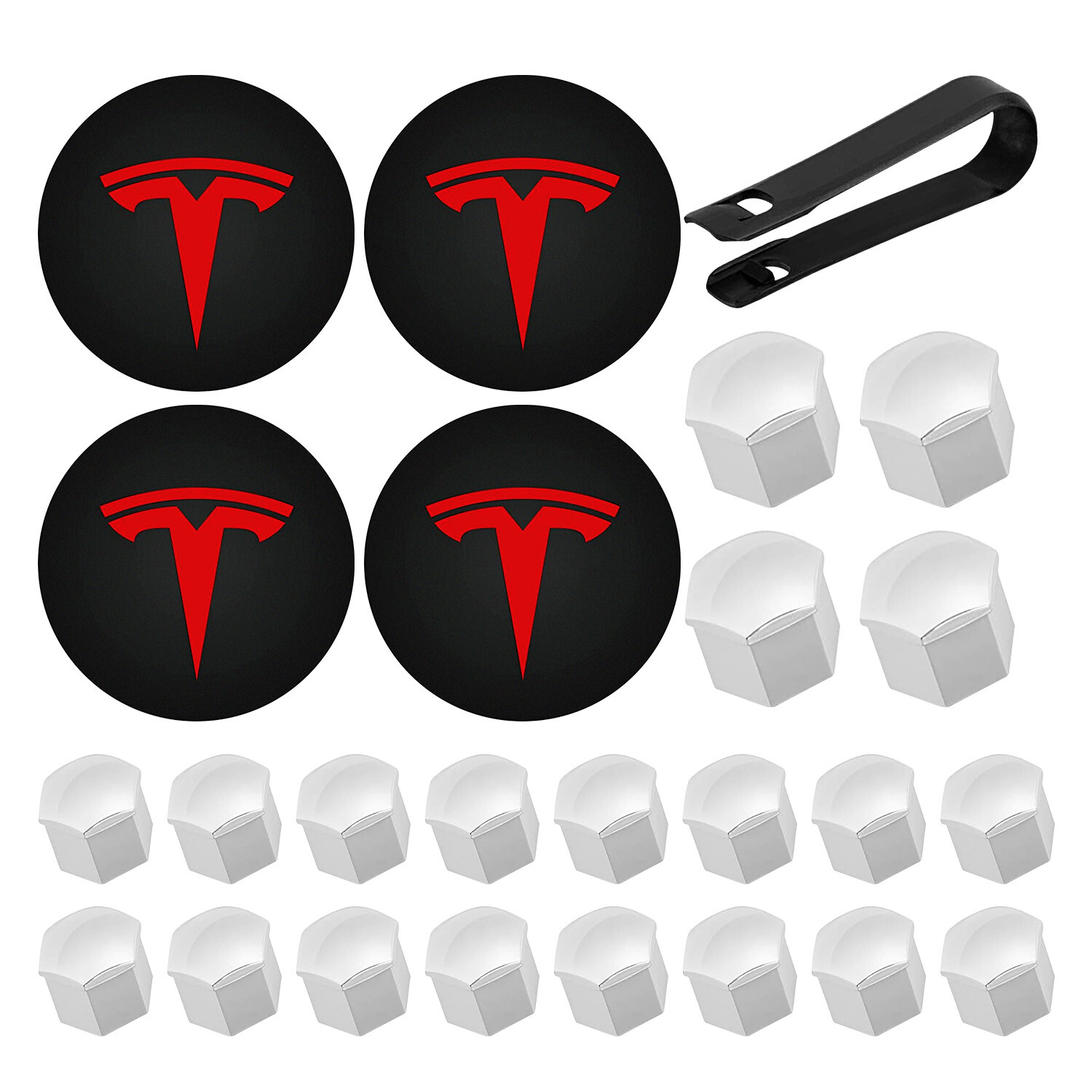 25X Tesla Model 3 S Y X Center Cap Set Aero Wheel Cap Kit & Wheel Lug ...