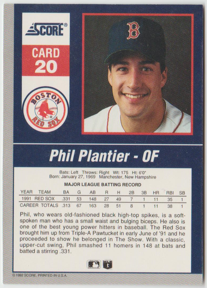1992 Score Impact Players #20 Phil Plantier - Boston Red Sox | eBay