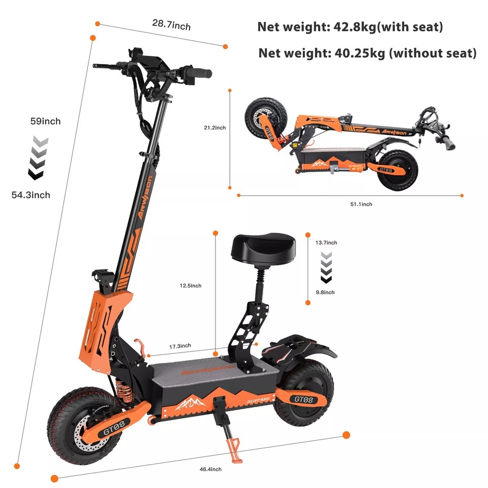 GT08 Electric Scooter 5600W 60V 27AH Fast 50MPH E-Scooter With Seat For ...