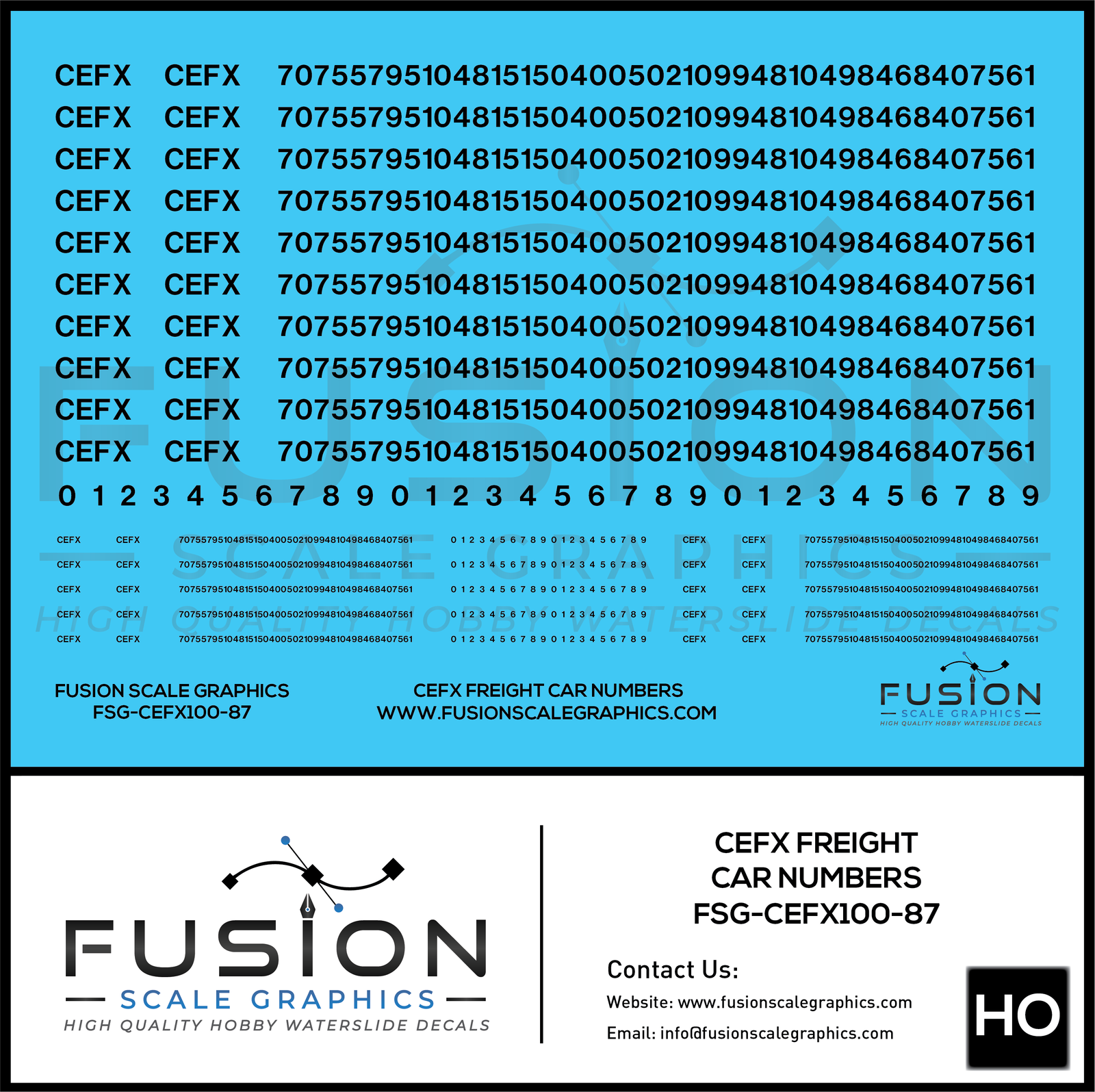 HO Scale CEFX Freight Car Numbering Decal Set | eBay