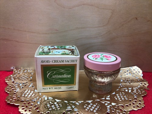 Vintage Avon Carnation Cream Sachet .66 oz Jar Empty Perfume Vanity ...
