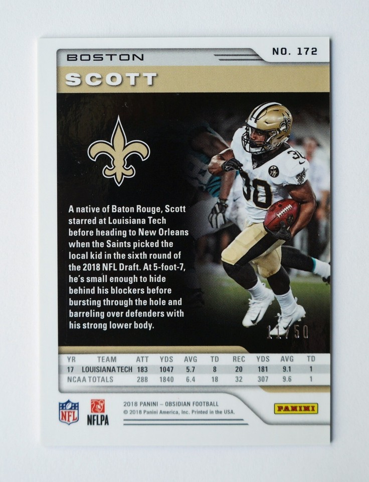 /50 BOSTON SCOTT 2018 Panini Obsidian Electric Etch SP Orange #172 ...