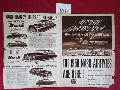 N°9940 / dépliant gamme NASH 1950 english text | eBay