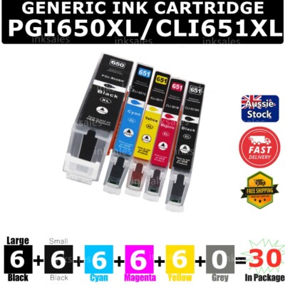 30x PGI650 CLI651 Generic Ink For Canon MG5460 MG5660 MG6460 MX926 ...
