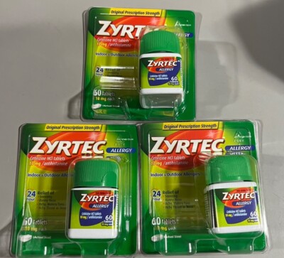 zyrtec 10mg 60 tablets, 3 Pack, Exp 2025 | eBay