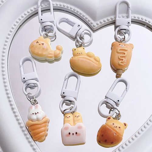 Cute Food Bread Keychain Cartoon Rabbit Bear Key Ring Bag Pendant ...