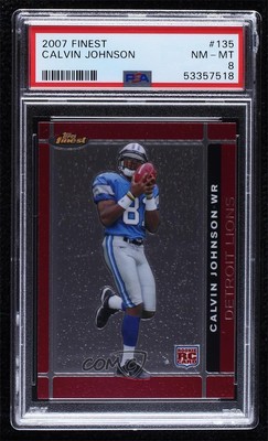 2007 Topps Finest Rookie Calvin Johnson #135 PSA 8 Rookie RC HOF | eBay