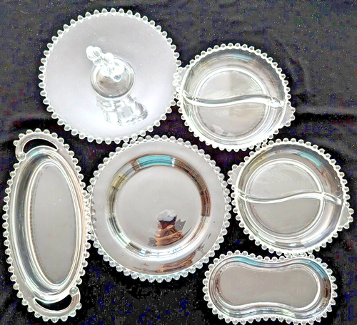 Lot of 6 Vintage Candlewick Dishes Serving Relish Round Oval Tray ...