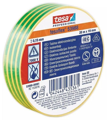PVC tape Tesa 19mmx0.15mmx20m, Yellow/Green | eBay