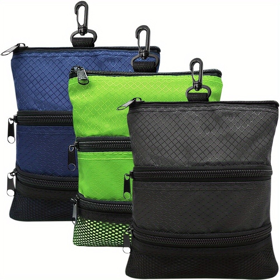 Golf Bag Accessories Valuables Pouch Bag Multi Pocket Zipper Hook Tee ...